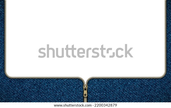 Zipper On Denim Background Template Copy Stock Vector (Royalty Free ...