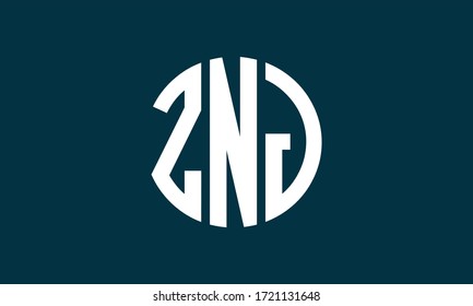 Znj Circle Emblem Abstract Monogram Letter Stock Vector (Royalty Free ...