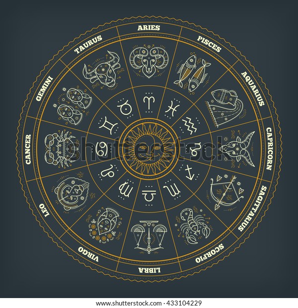Zodiac Circle Astrology Symbols Vector Illustration Stock Vector ...