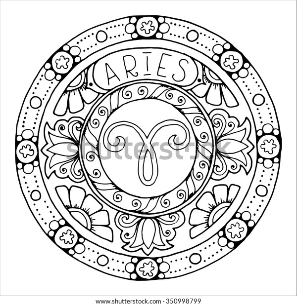 Zodiac Sign Aries Constellation Mandala Ethnic Stock Vector (Royalty ...