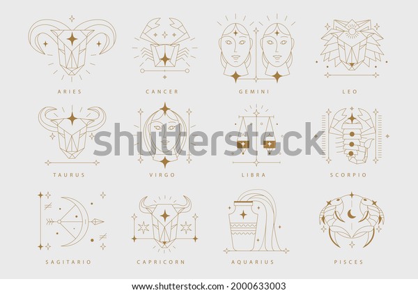 Zodiac Sign Set Astrology Symbol Icon Stock Vector (Royalty Free ...