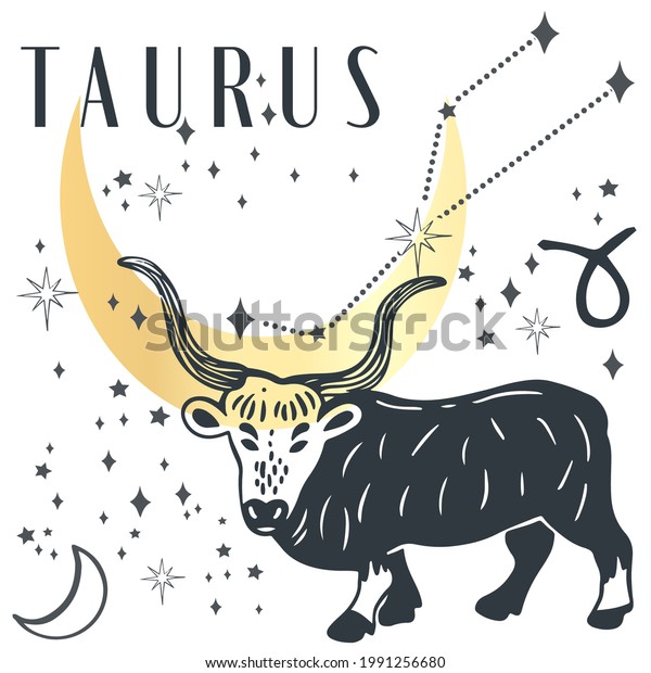 Zodiac Sign Taurus Boho Style Trendy Stock Vector (Royalty Free ...
