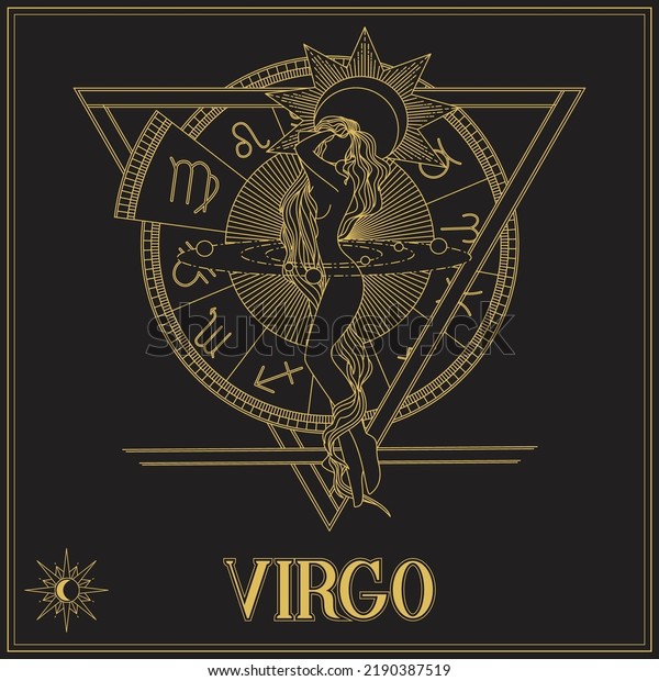 Zodiac Sign Virgo Line Art Astronomy Stock Vector Royalty Free 2190387519 Shutterstock