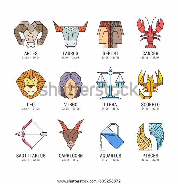Zodiac Signs Stock Vector (Royalty Free) 635256872 | Shutterstock