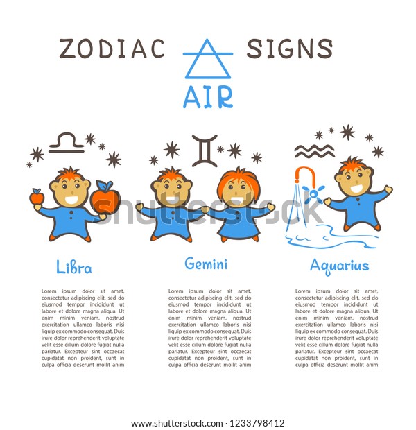 Zodiac Signs According Air Element Gemini Stock Vector (Royalty Free ...