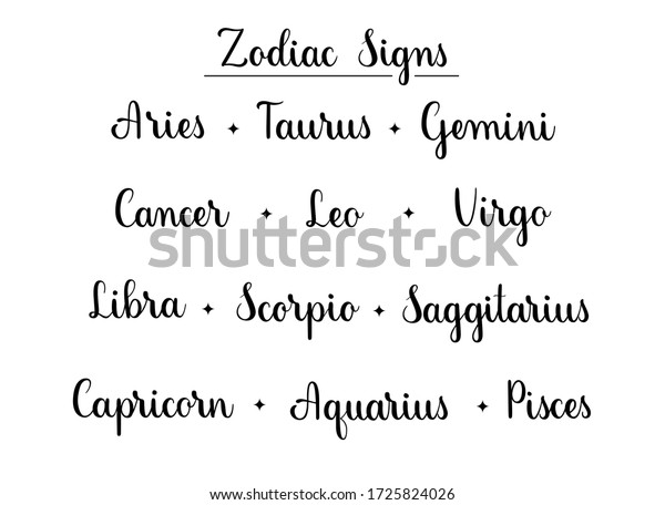 Zodiac Signs Handwritten Set Vector Zodiac Stock Vector (Royalty Free ...