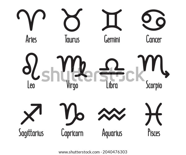 Zodiac Signs Names Vector Editable Stock Vector (Royalty Free ...