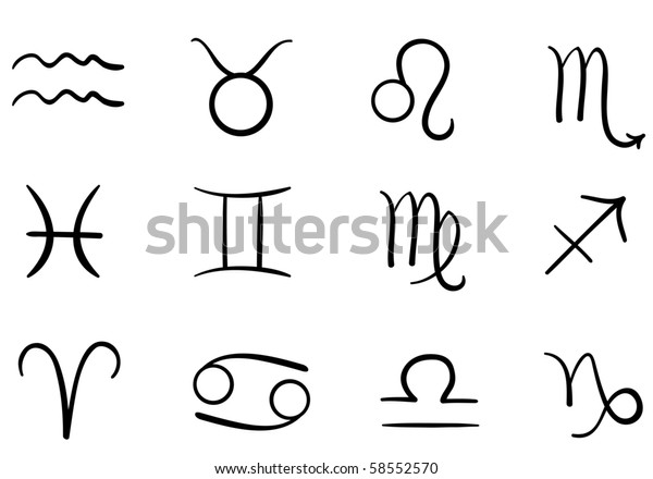 Zodiac Signs On White Background Stock Vector (Royalty Free) 58552570 ...