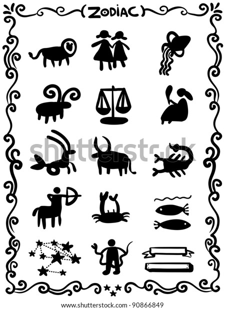 Zodiac Stylized Icon Set Stock Vector (Royalty Free) 90866849 ...