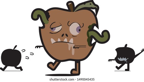 Zombie Apple Vector Illustration Cartoon 스톡 벡터(로열티 프리) 1490045435 ...