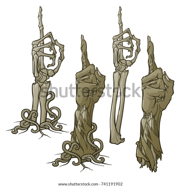 Zombie Body Language Pointing Finger Set Stock Vector (Royalty Free ...