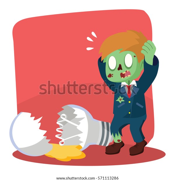 Zombie Businessman Breaking Light Bulb Stock Vector (Royalty Free ...
