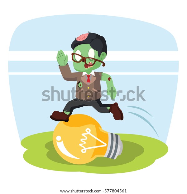 Zombie Businessman Jump Over Light Bulb Stock Vector (Royalty Free ...