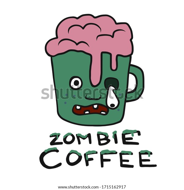 Zombie Coffee Cup Cartoon Vector Illustration Stock Vector (Royalty ...