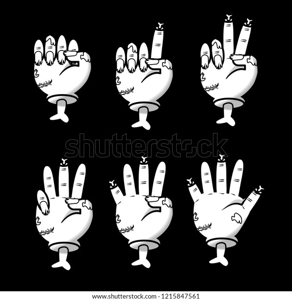 Zombie Counting Hand Gesture Set Halloween Stock Vector (Royalty Free ...