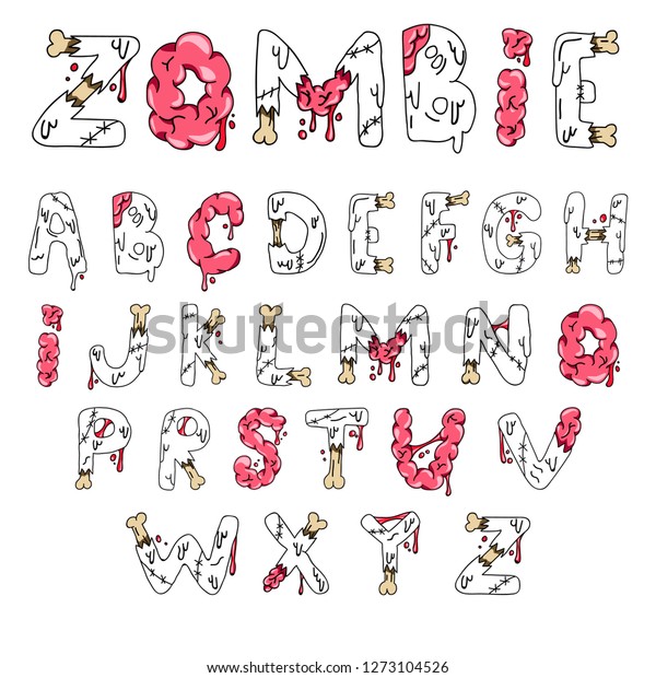 Zombie Font Cartoon Green Vector Letters Stock Vector (Royalty Free ...