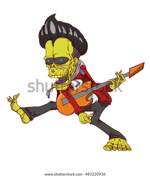 Zombie Guitar Palyer Vector Monster Halloween Stock Vector (Royalty ...