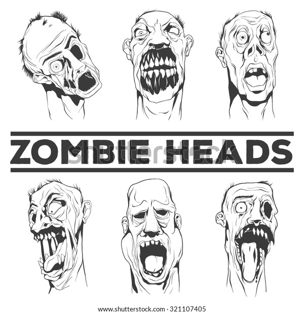 Zombie Heads Collection Six Ugly Heads Stock Vector (Royalty Free ...