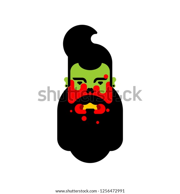 Zombie Hipster Beard Head Isolated Zombies Stock Vector (Royalty Free ...