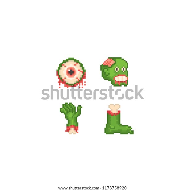 Zombie Icon Set Pixel Art Old Stock Vector (Royalty Free) 1173758920 ...