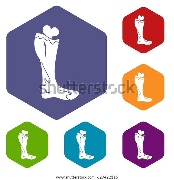 Zombie Leg Icons Set Hexagon Isolated Stock Vector (Royalty Free ...