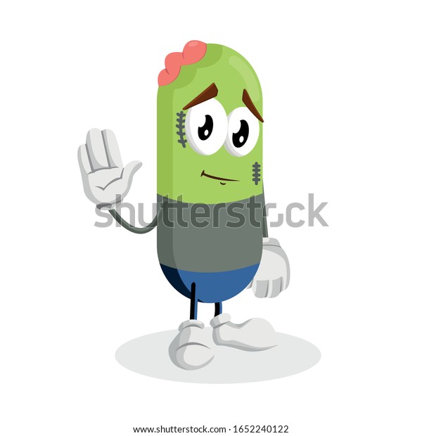 Zombie Mascot Background Goodbye Pose Flat: เวกเตอร์สต็อก (ปลอดค่า ...
