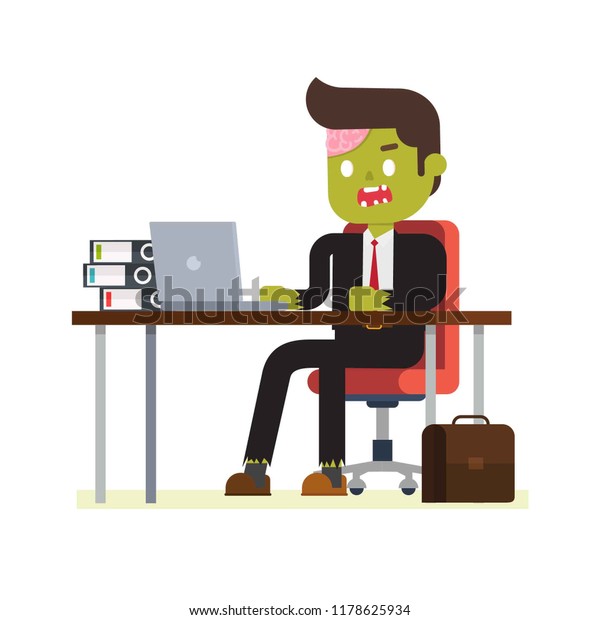 Zombie Office Working On His Desk Stock Vector (Royalty Free ...
