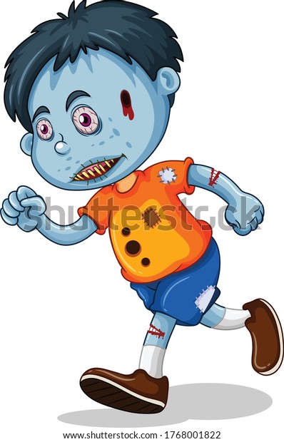 Zombie Running Cartoon Vector Art Illustration Stock Vector (Royalty ...
