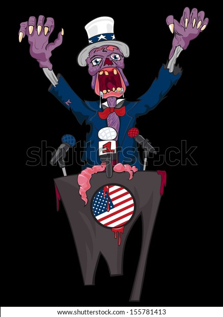 Zombie Uncle Sam Politician Vector Illustration Stock Vector (Royalty ...