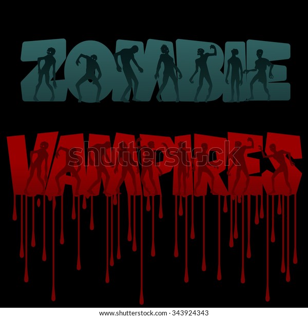 Zombie Vampire Party Invitation Background Vampires Stock Vector ...