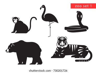 Zoo Animal Vector Icon Logo Set Stock Vector (Royalty Free) 730201726 ...