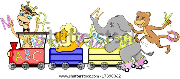 Zoo Animals Alphabet Riding Train Stock Vector (Royalty Free) 17390062