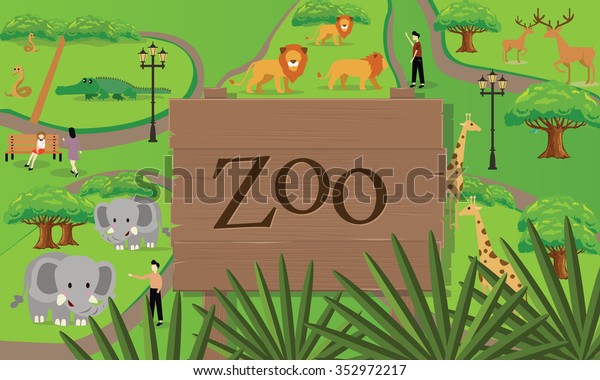 Zoo Animals Map Sign Board Wood: Vector có sẵn (miễn phí bản quyền ...