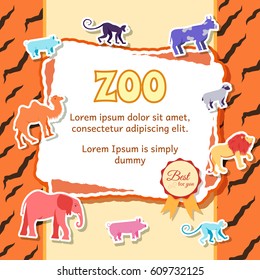 Zoo Circle Animals Icons Background: vector de stock (libre de regalías ...