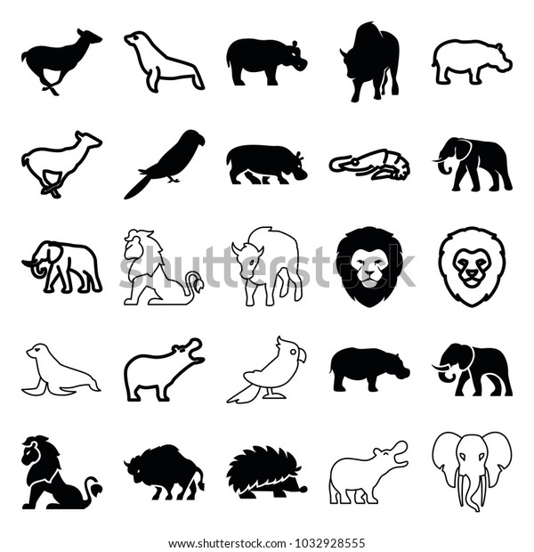 Zoo Icons Set 25 Editable Filled Stock Vector (Royalty Free) 1032928555 ...