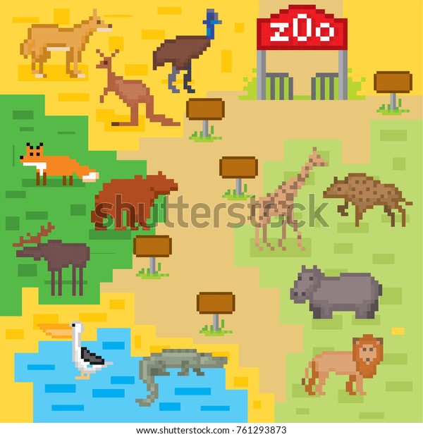 Zoo Infographics Elements Pixel Art Games Stock Vector (Royalty Free ...