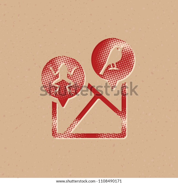 Zoo Map Icon Halftone Style Grunge Stock Vector (Royalty Free ...