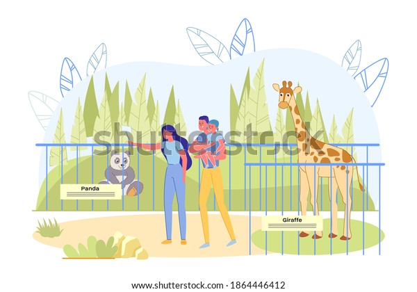 Zoo Park Background Funny Animals Family Stock Vector (Royalty Free ...