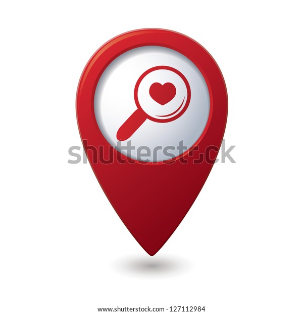Zoom Icon Heart On Red Map Stock Vector (Royalty Free) 127112984 ...