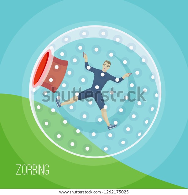Zorbing Illustration Man Rolling Down Mountain: vetor stock (livre de ...