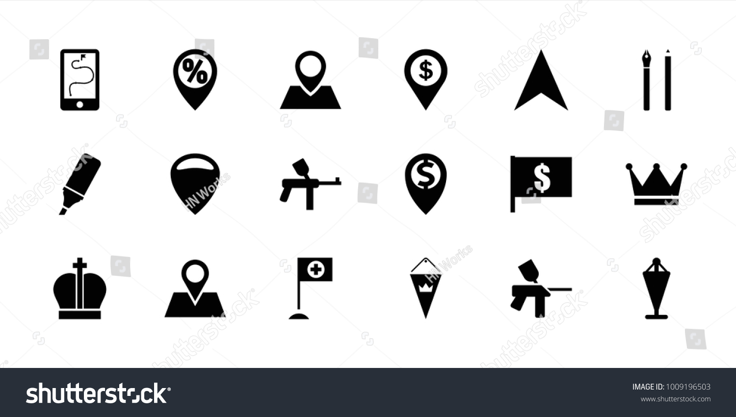 Marker Icons Set 18 Editable Filled Stock Vector (Royalty Free ...