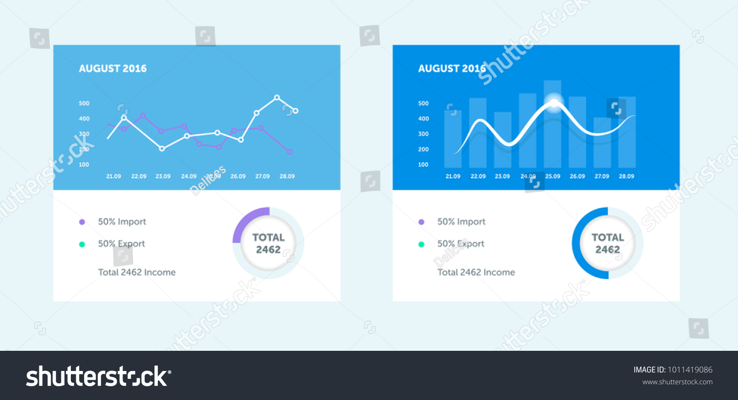 Flat Linear Graph Chart Stock Vector (Royalty Free) 1011419086 ...