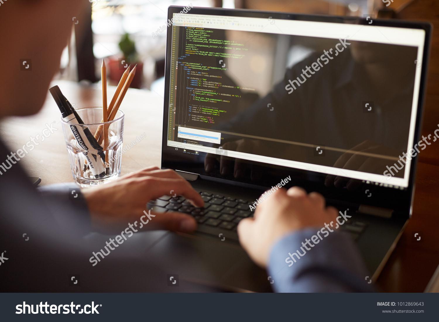 Back View Over Shoulder Shot Developer Stock Photo 1012869643 ...