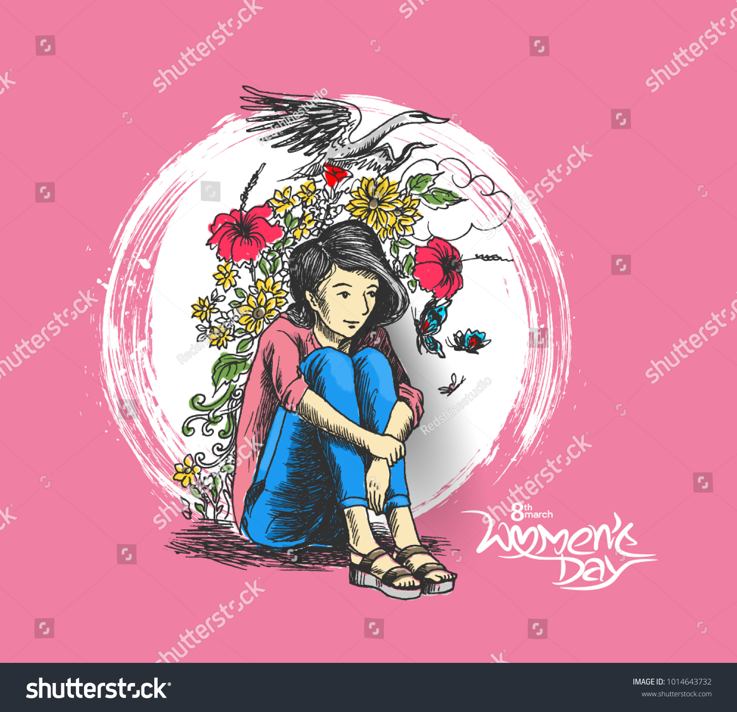 Happy Womens Day Greeting Card Design Stock Vector Royalty Free