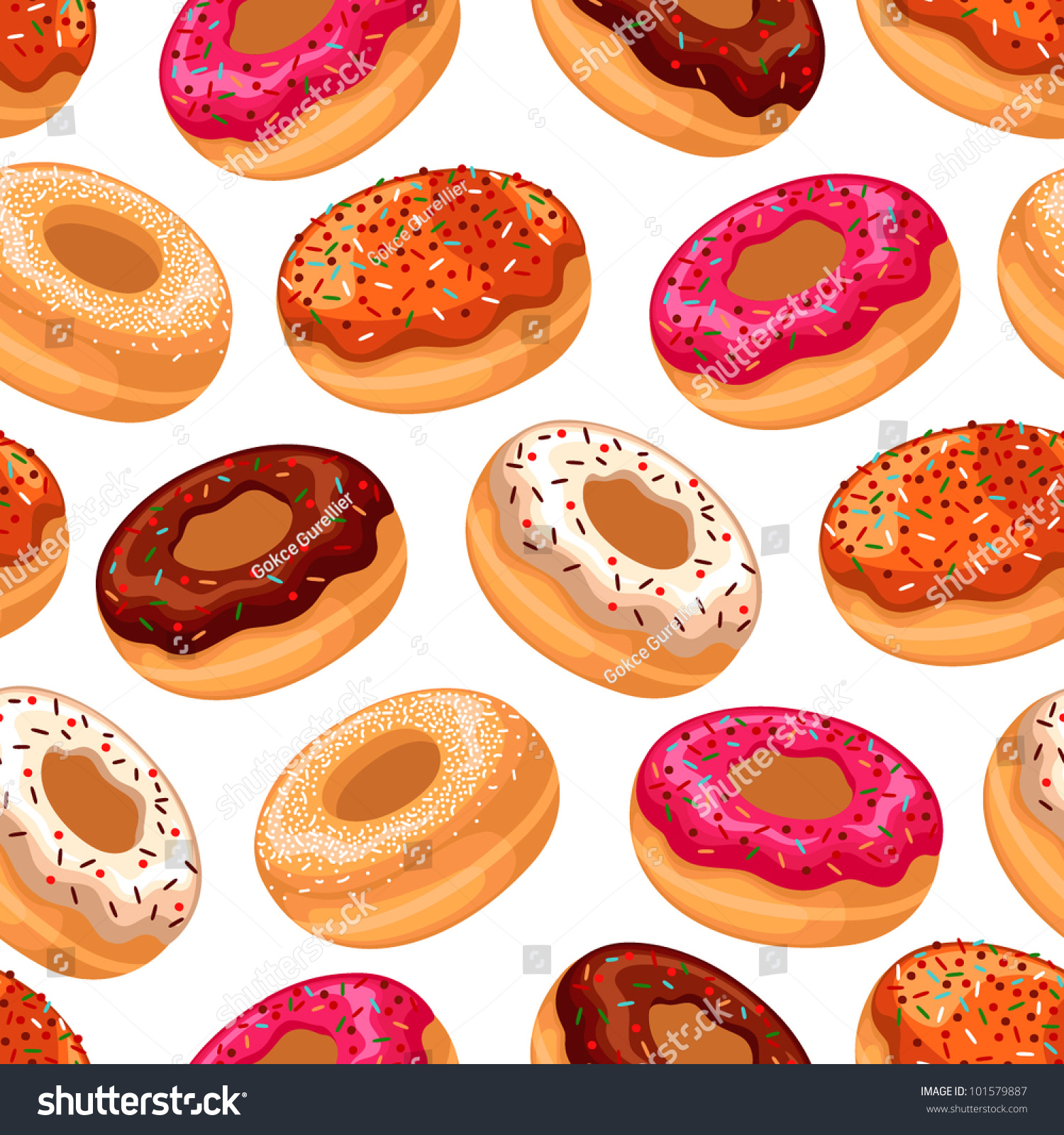 Vector Donuts Pattern Stock Vector (Royalty Free) 101579887 | Shutterstock