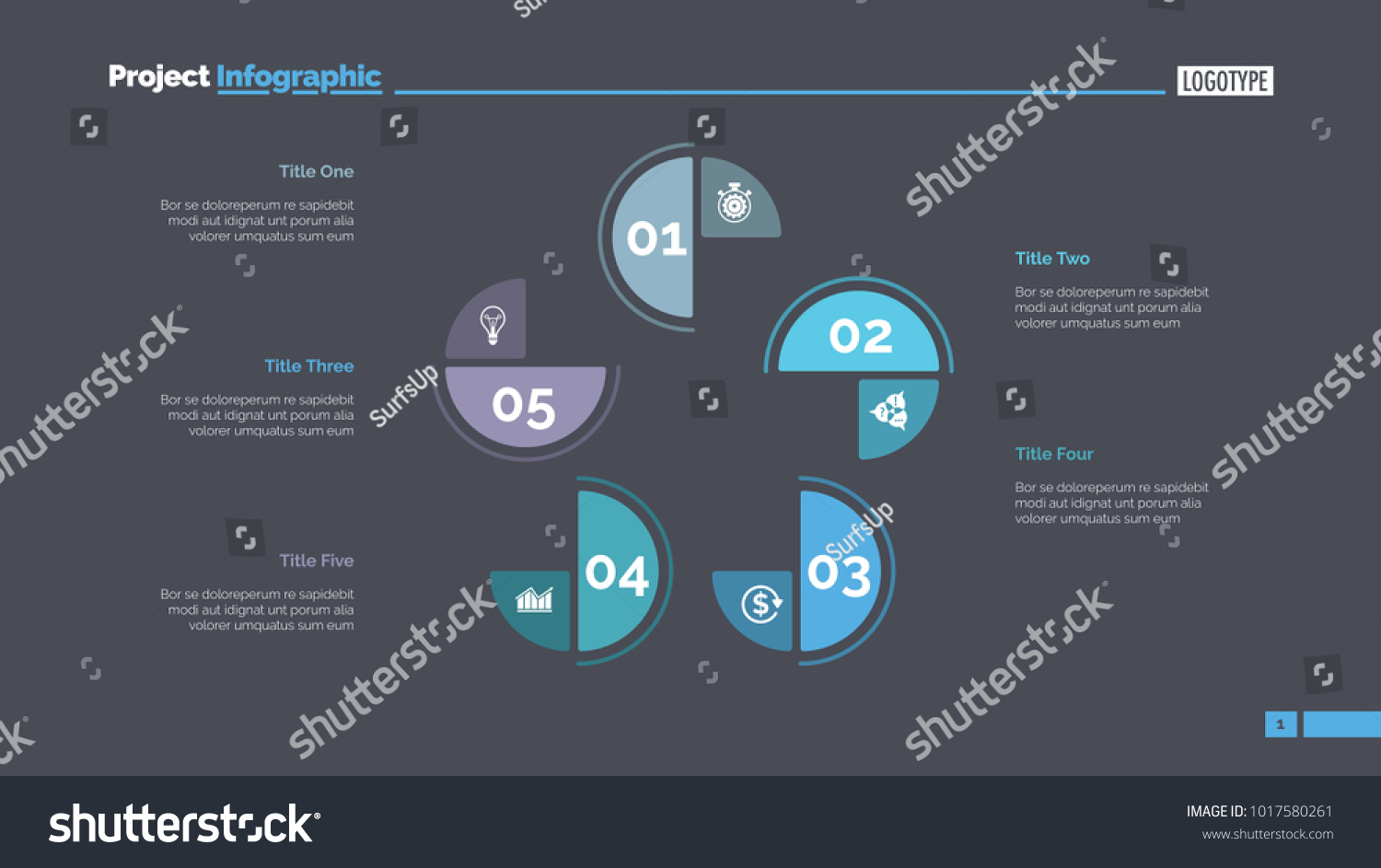 Cycle Chart Five Elements Template: vector de stock (libre de regalías) 1017580261 | Shutterstock