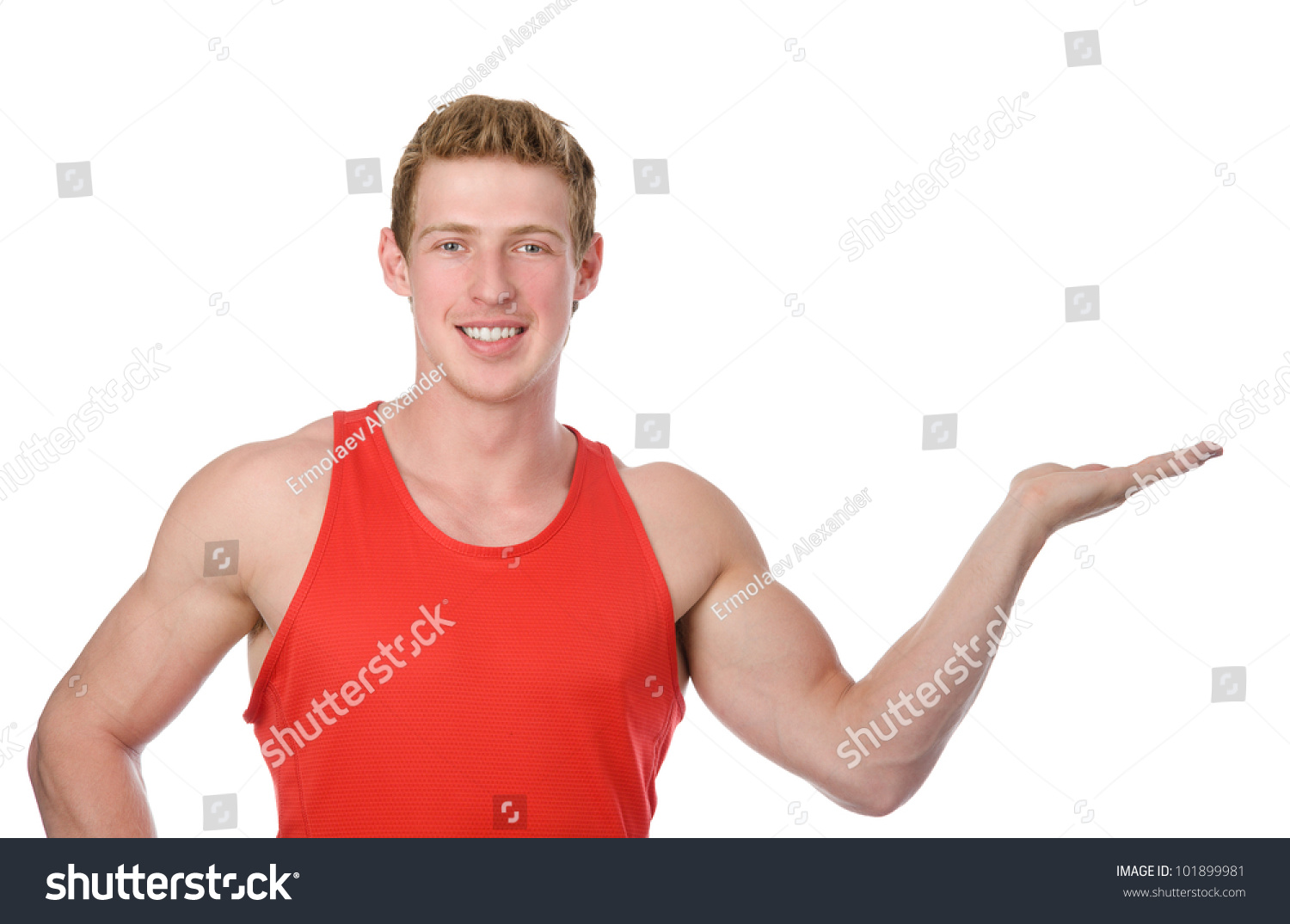 Athletic Man Showing Open Hand Palm Stock Photo 101899981 | Shutterstock