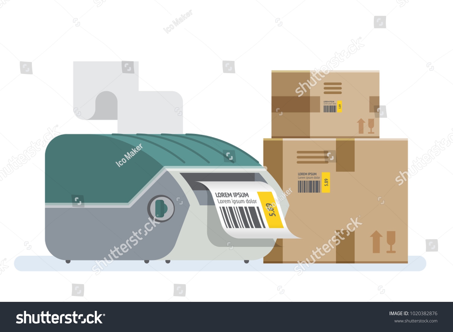 Bar Code Printer Label Printer Vector Stock Vector (Royalty Free ...