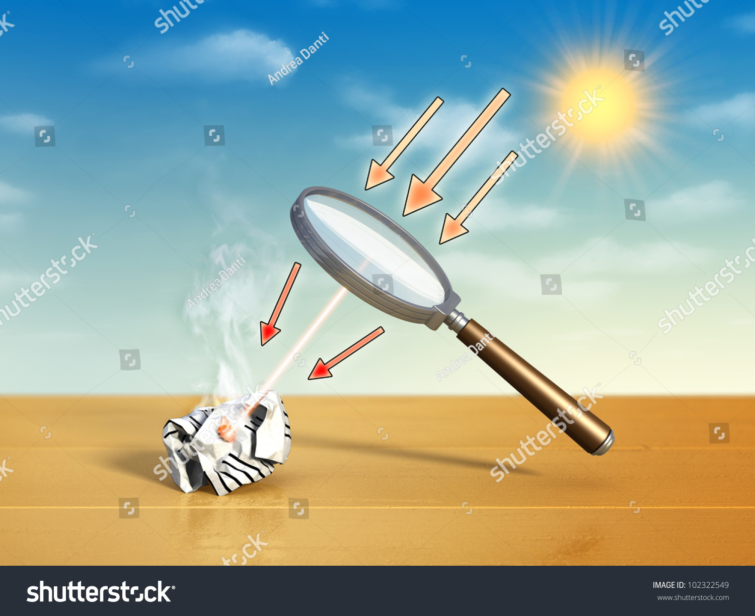 Magnifying Lens Used Concentrate Some Solar Stock Illustration