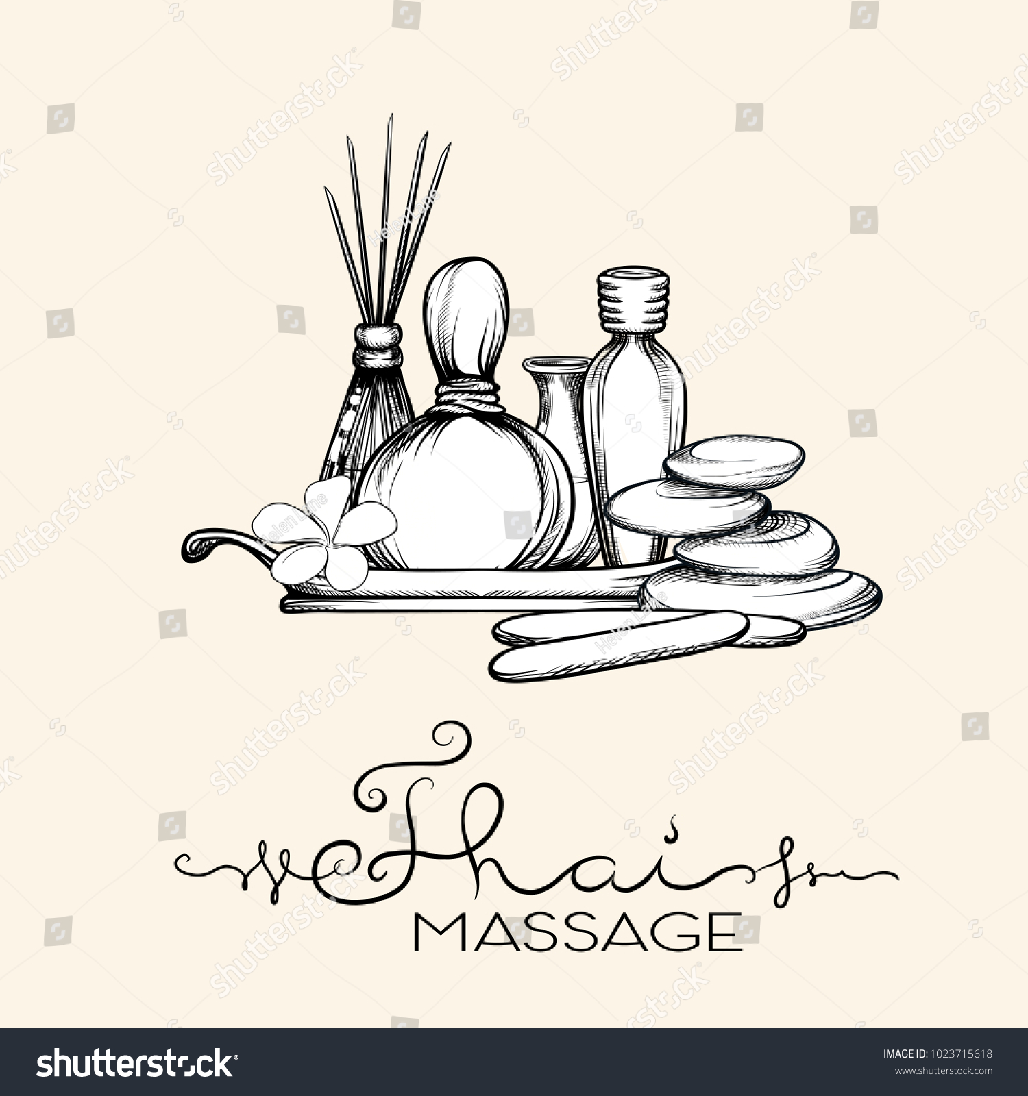 Set Different Items Needs Spa Thai Stock Vector Royalty Free